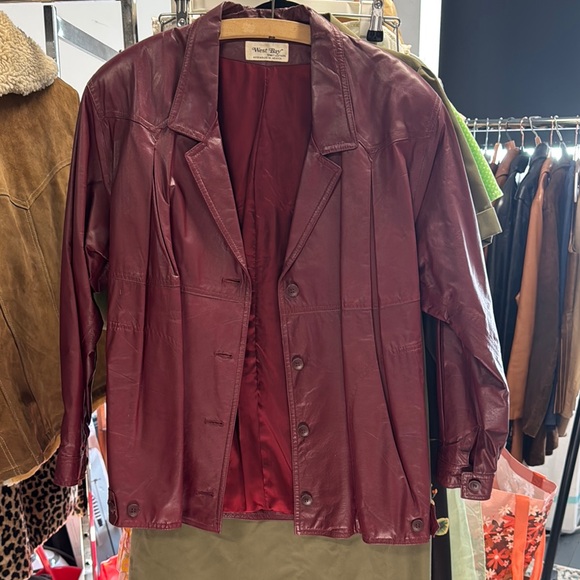 Vintage | Jackets & Coats | Vintage Wine Red Leather Jacket | Poshmark